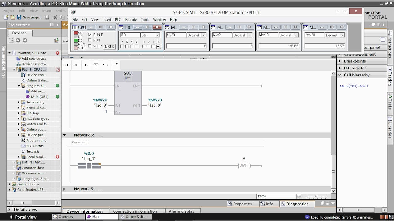 5 Avoiding A Plc Stop Mode While Using The Jump Instruction How To Use Jump Instruction In 2610